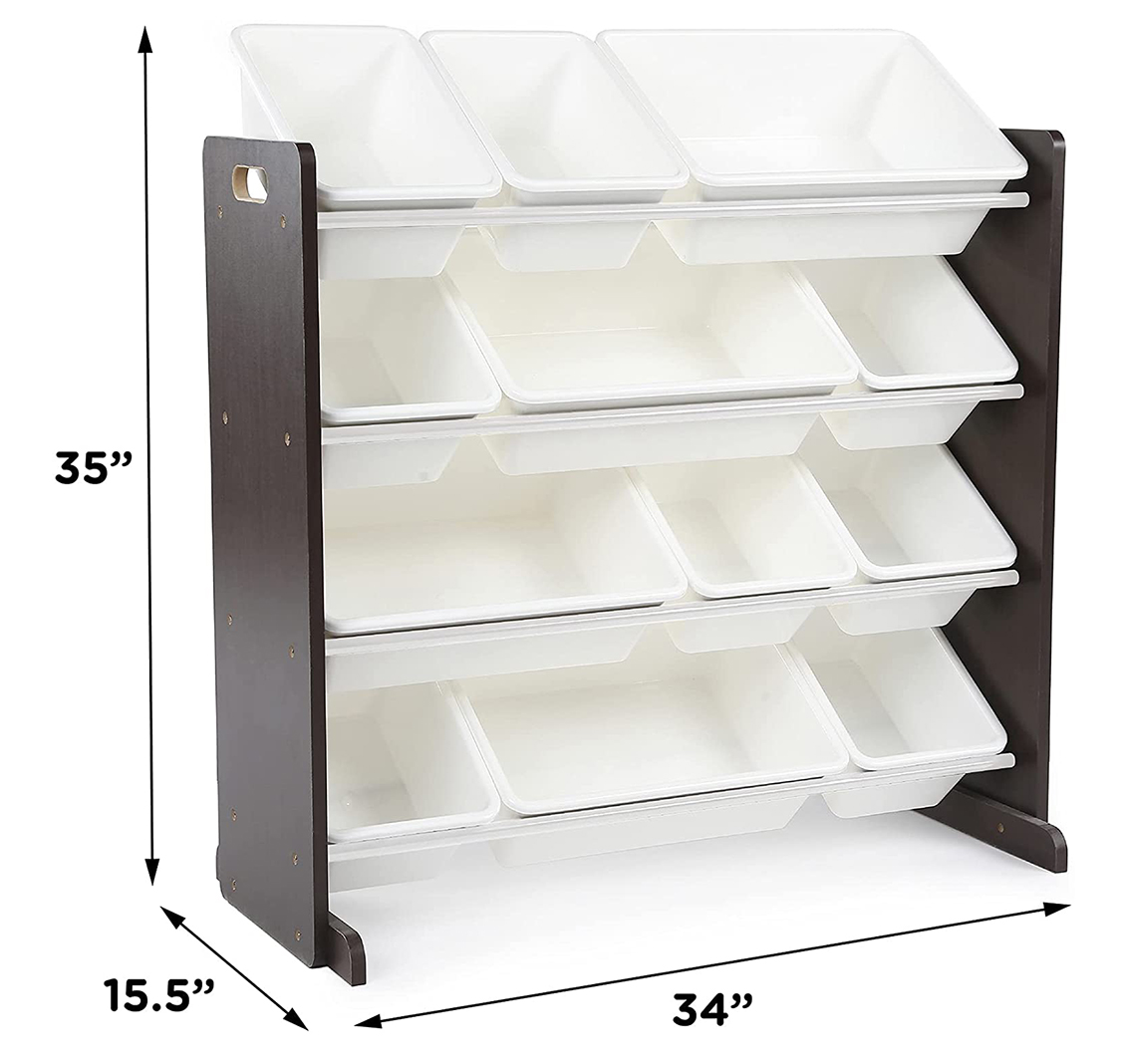 Lennox Furniture Toys Storage Organizer 12 Plastic Bins in Espresso ...